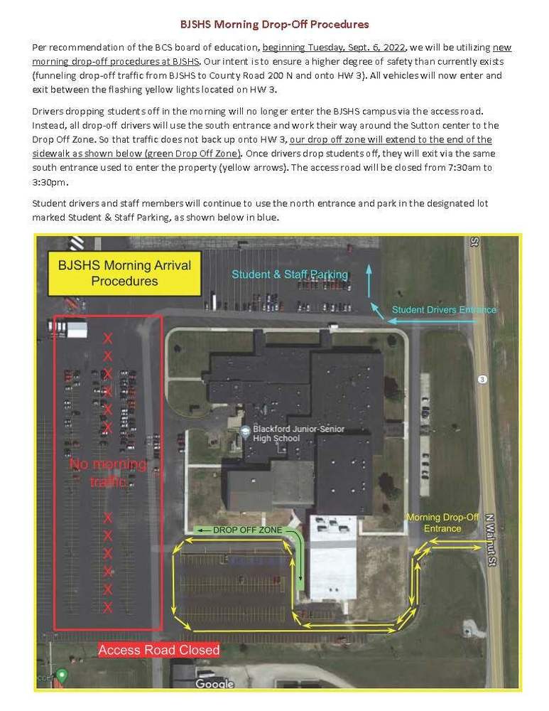 BJSHS announces updates to Parking Lot Procedures | Blackford Junior ...